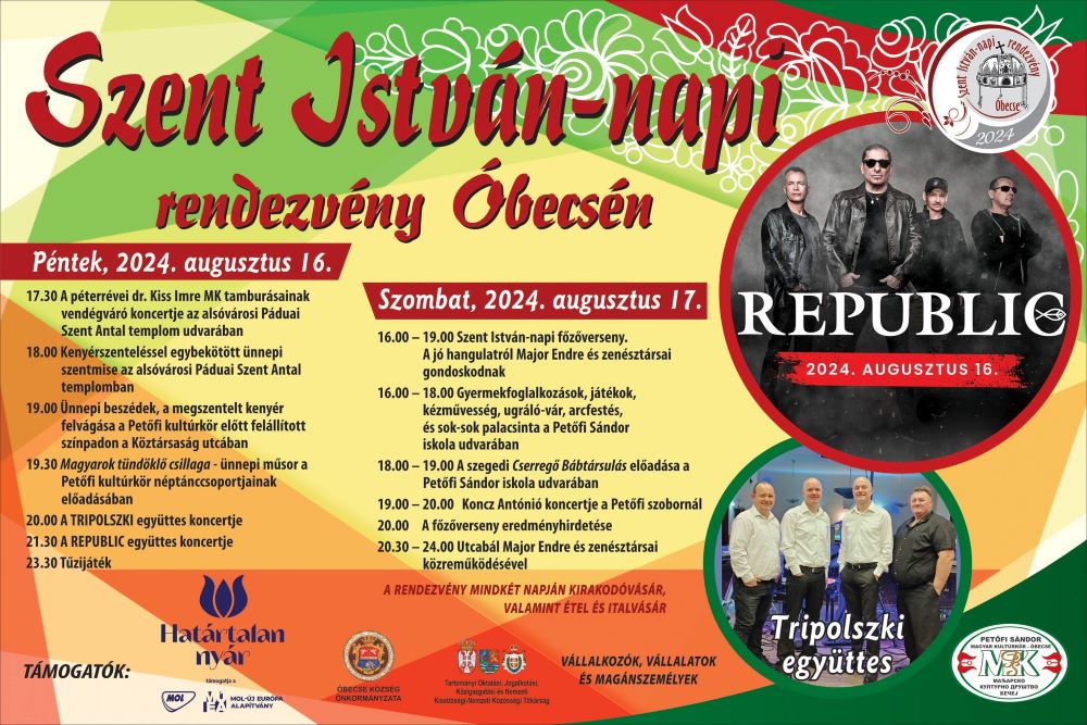 Két napos Szent István-nap lesz Óbecsén | SZMSZ (Szabad Magyar Szó)